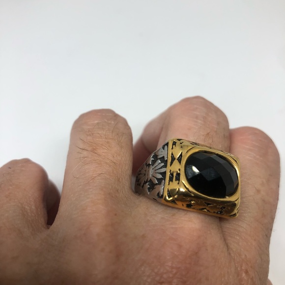 Nemesis Jewelry NYC | Accessories | Vintage Golden Black Jet Mens Ring ...